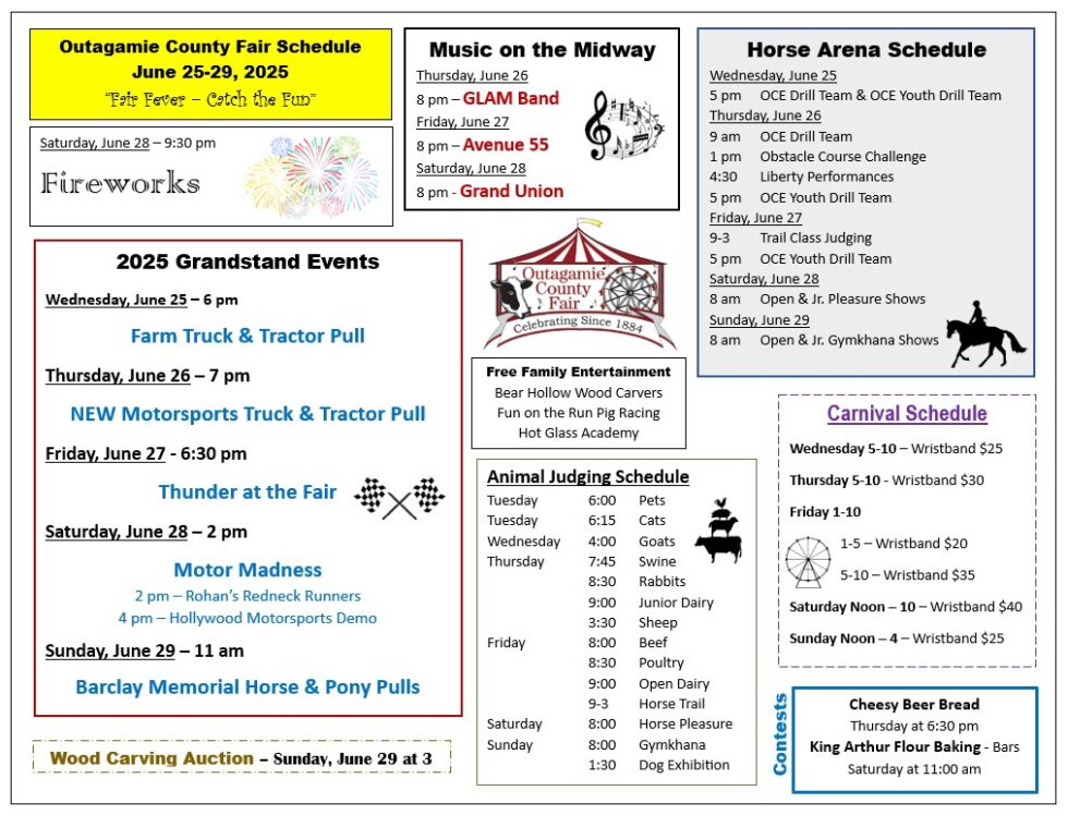 Daily Fair Schedule - Outagamie County Fair